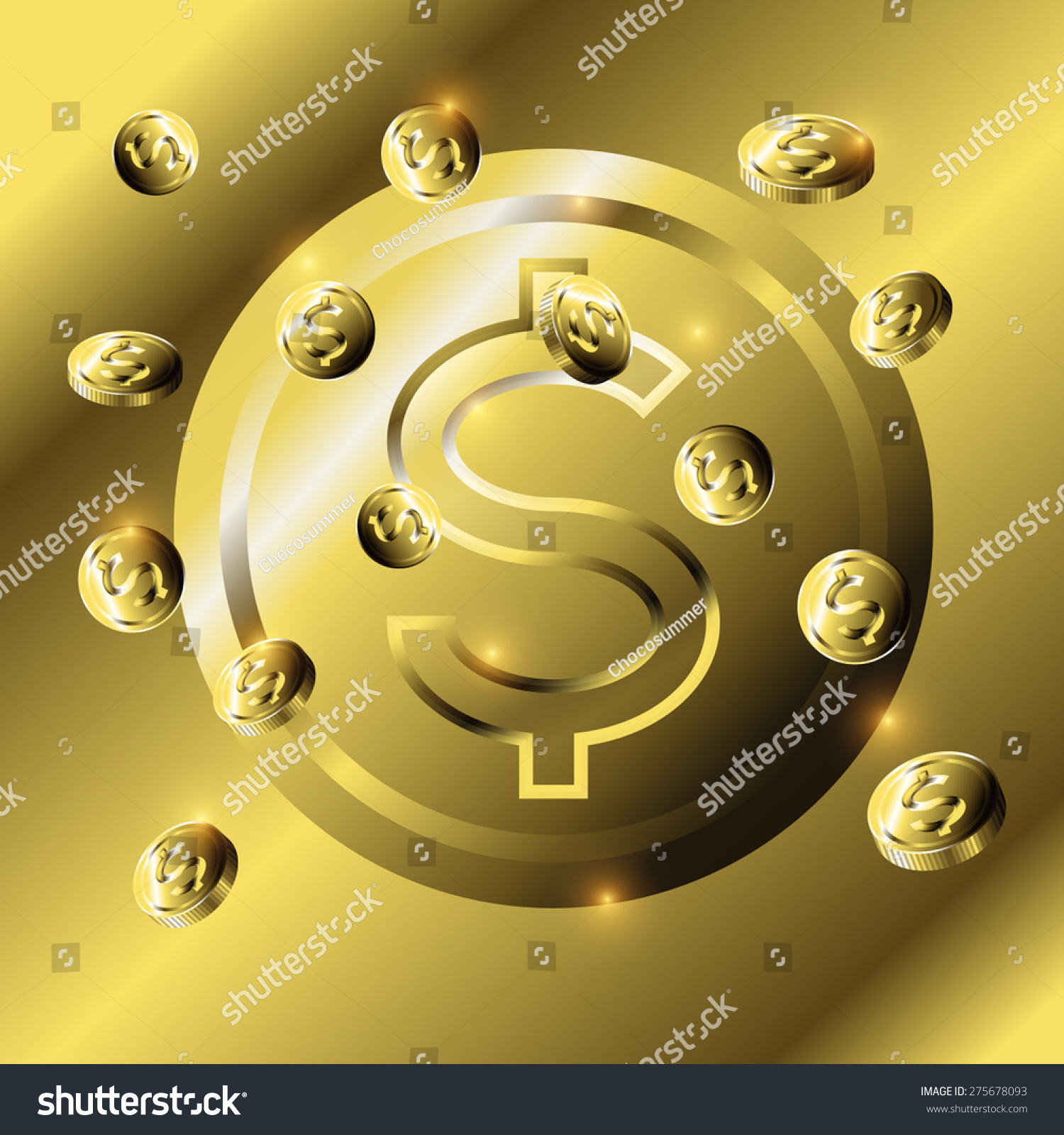 Falling Gold Coins On Glitter Background Stock Vector (Royalty Free ...