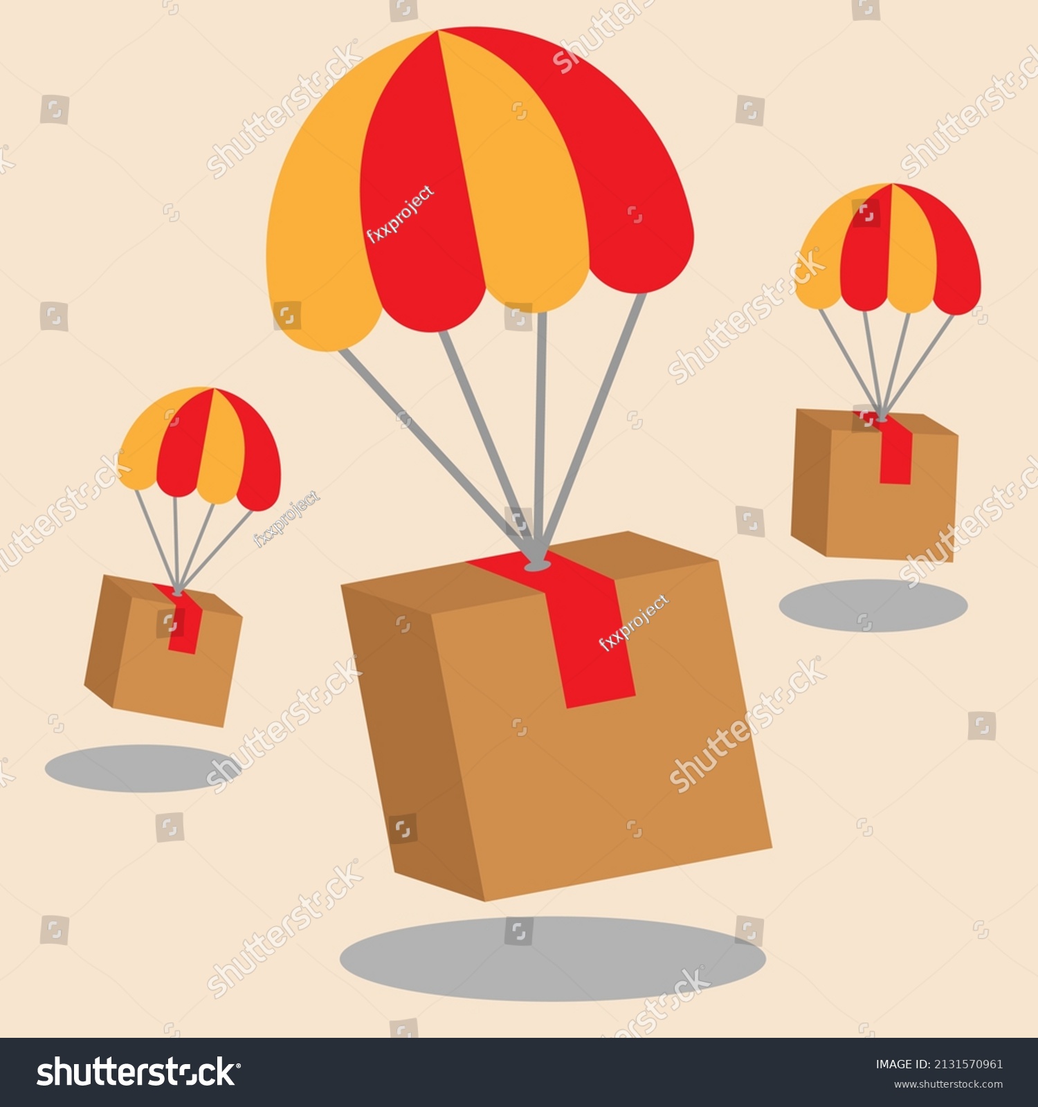 Falling Package Package By Parachute Expedition Stock Vector (Royalty ...
