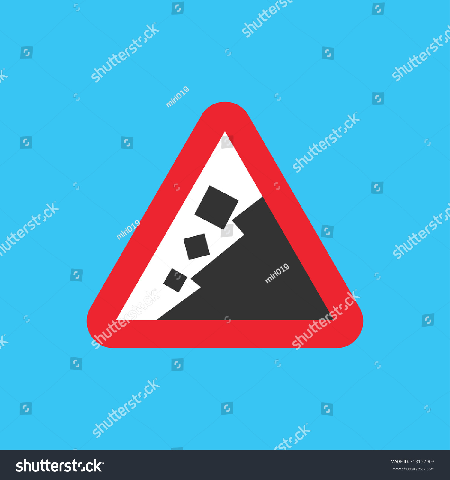 Falling Rocks Sign Stock Vector (Royalty Free) 713152903