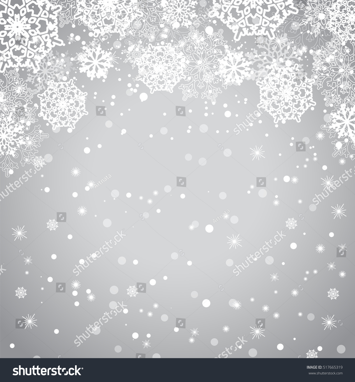 Falling Snowflakes On Gray Background Vector Stock Vector 517665319 ...