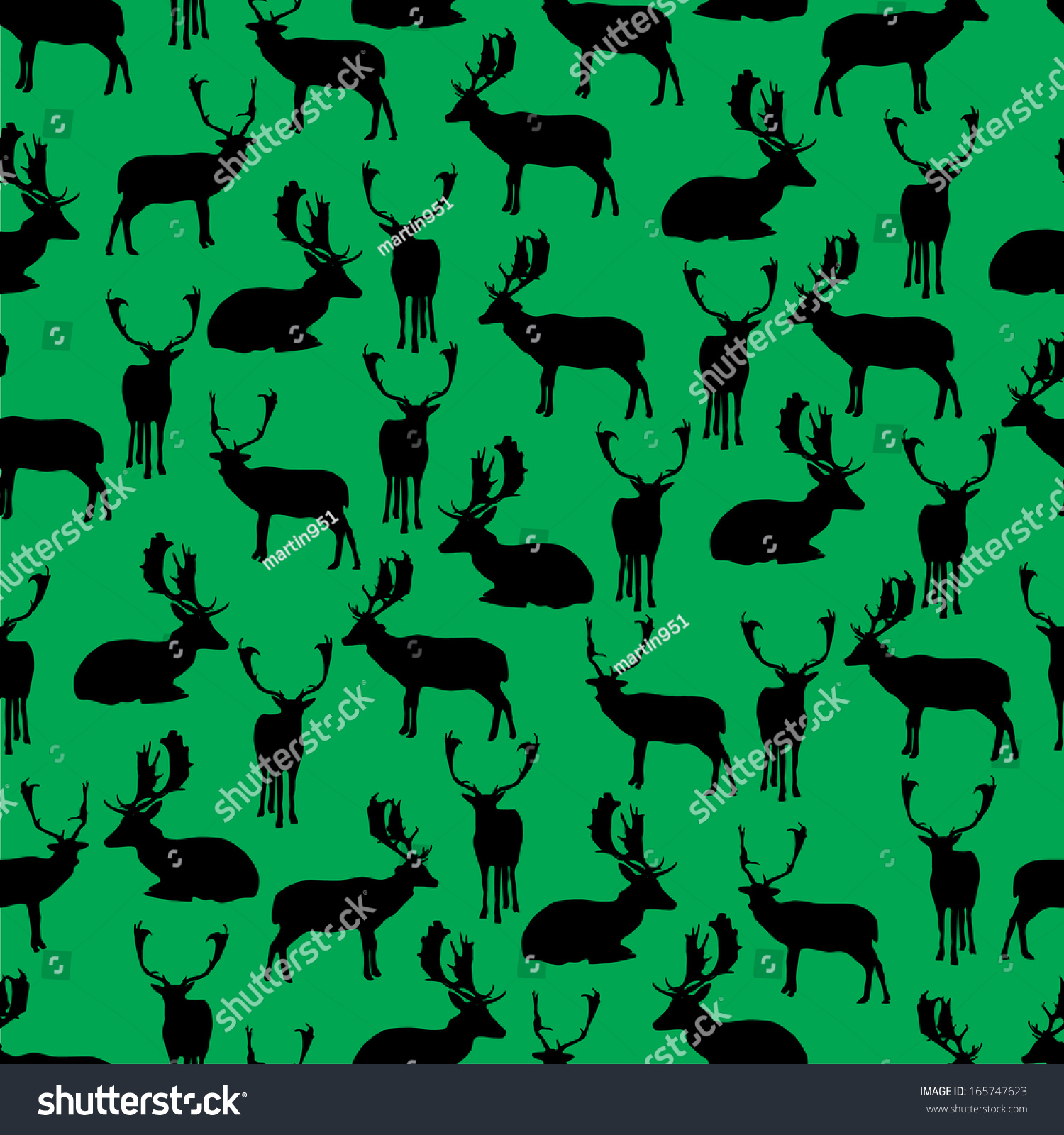 Fallow Deer Silhouette Pattern Eps10 Stock Vector (Royalty Free ...