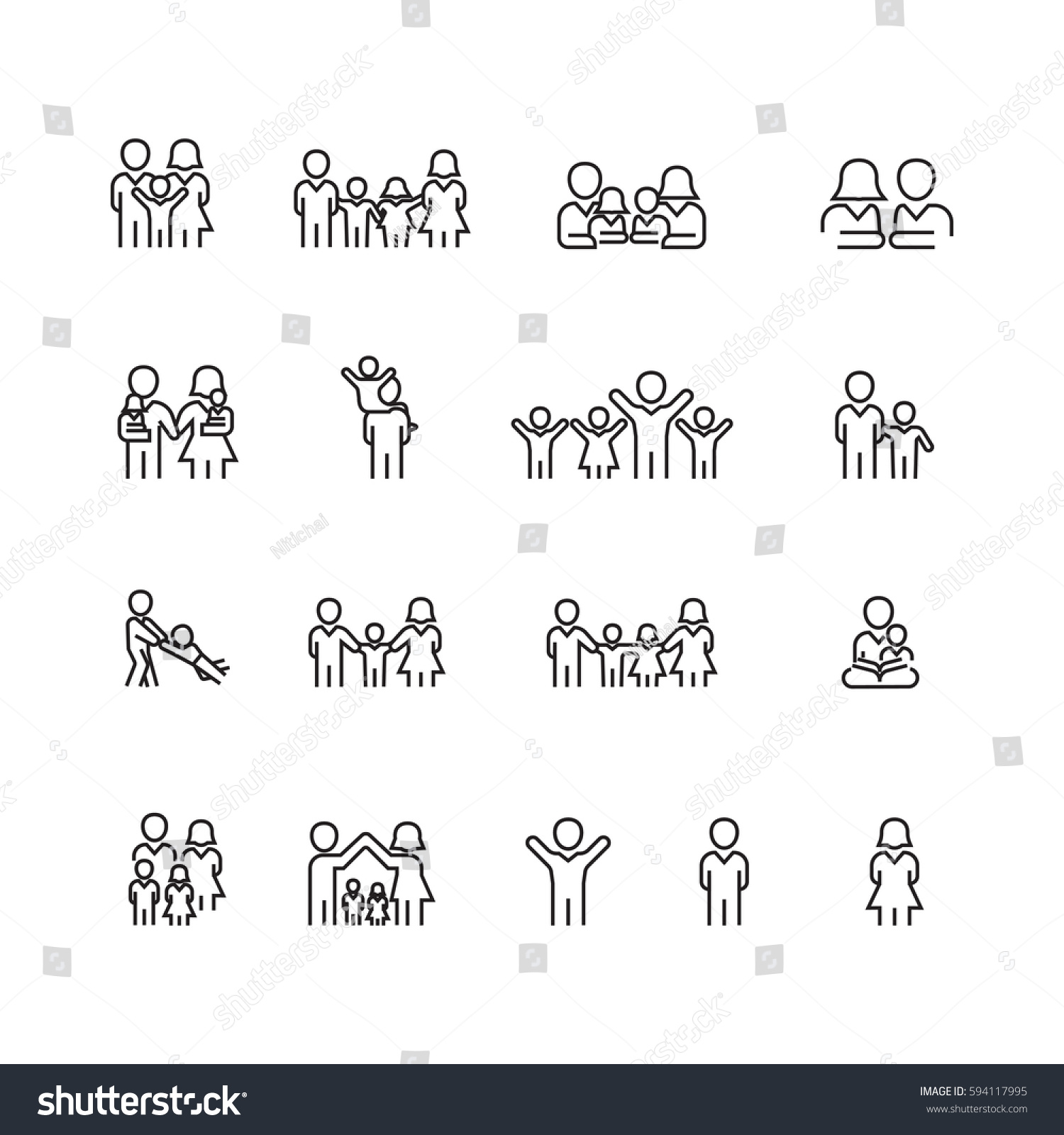 Family Icons Set Vector Stock Vector (Royalty Free) 594117995 ... Family Icons Set Vector Stock Vector (Royalty Free) 594117995 ...