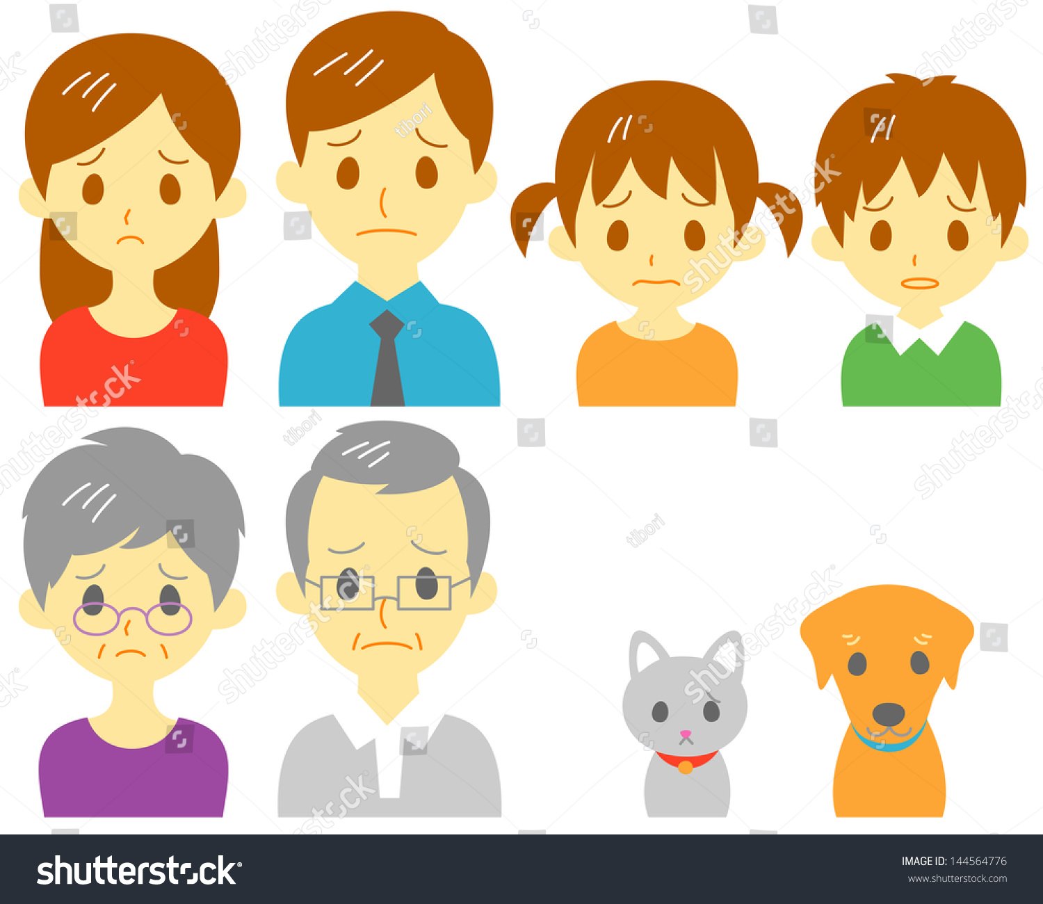 Family Sad Expression Stock Vector (Royalty Free) 144564776