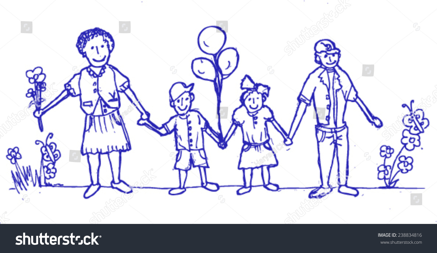 Family Sketch Vector Stock Vector (Royalty Free) 238834816 | Shutterstock