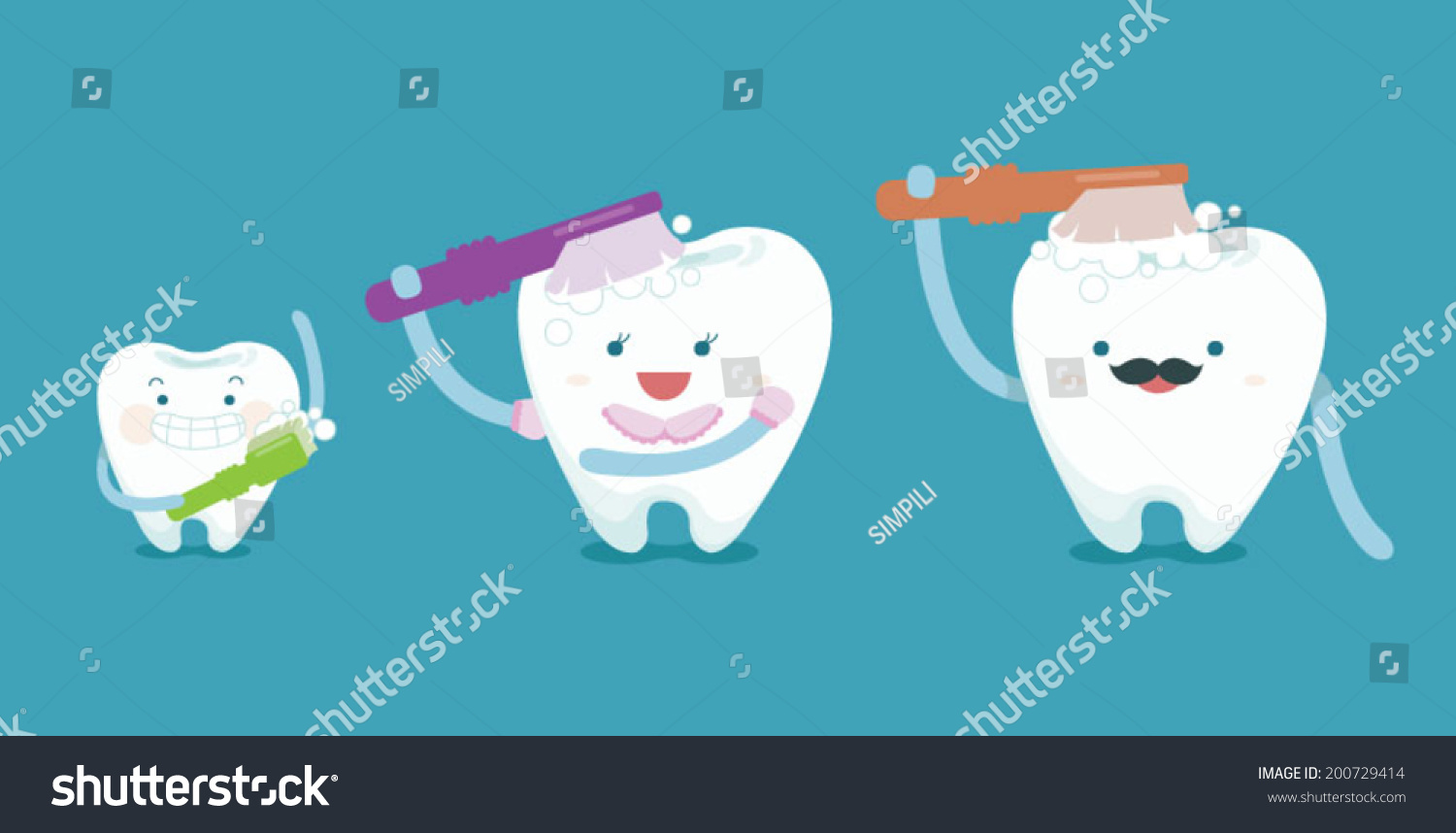 Family Teeth Brushing Stock Vector (Royalty Free) 200729414 | Shutterstock