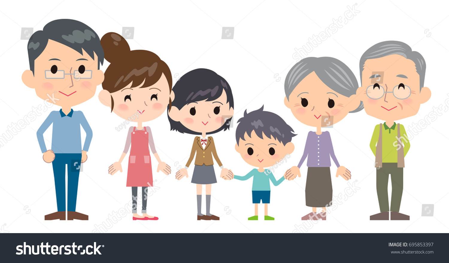 Family Three Generations Side By Side Stock Vector (Royalty Free ...