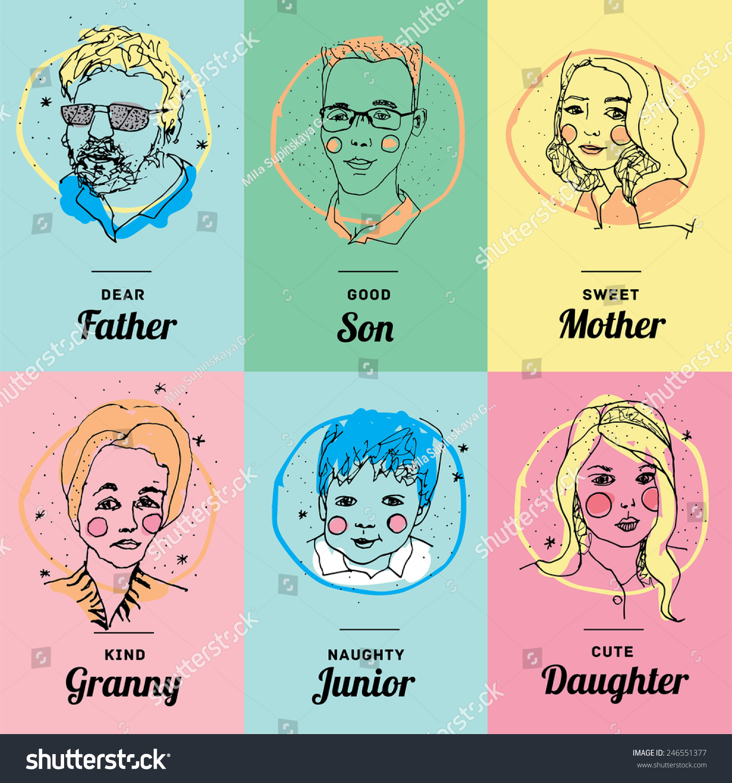 Family Vector Faces Stock Vector (Royalty Free) 246551377