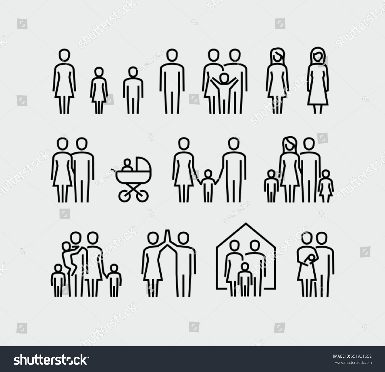 Family Vector Icons Set Thin Line Stock Vector (Royalty Free) 551931652 Family Vector Icons Set Thin Line Stock Vector (Royalty Free) 551931652