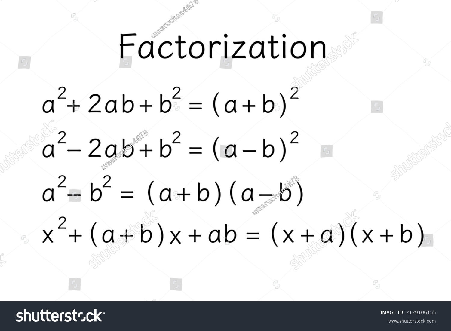 Famous Mathematical Formulas Factorization Vector Illustration Stock ... Famous Mathematical Formulas Factorization Vector Illustration Stock ...