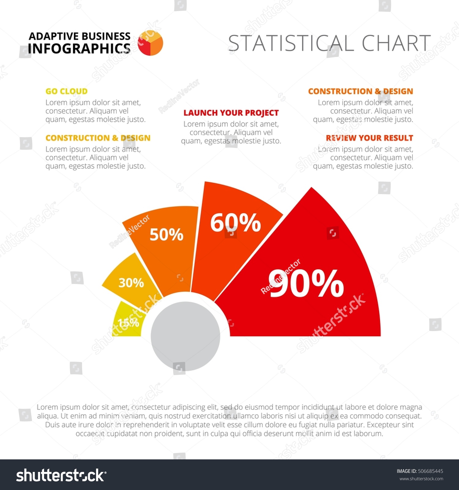 Fan Bar Chart Slide Template Stock Vector (Royalty Free) 506685445