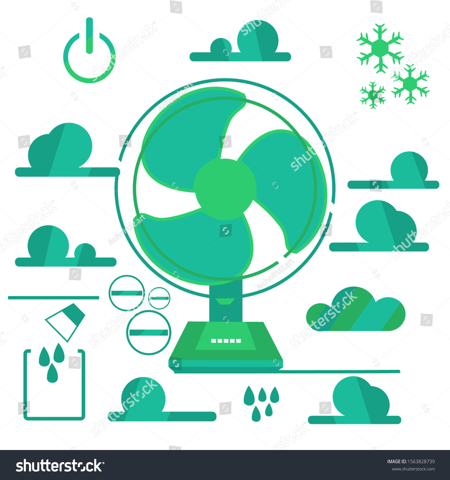 Fan Cloud Power Flat Illustration Stock Vector (Royalty Free ...