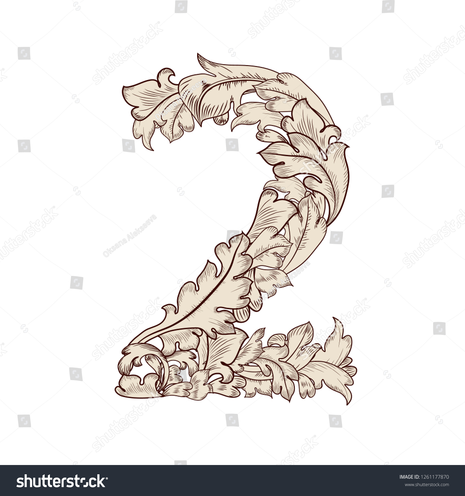 Fancy Foliage Number 2 Stock Vector (Royalty Free) 1261177870