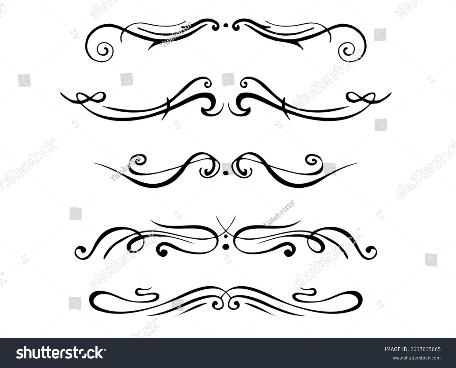 Fancy Line Border Set Vector Stock Vector (Royalty Free) 2037835865 ...
