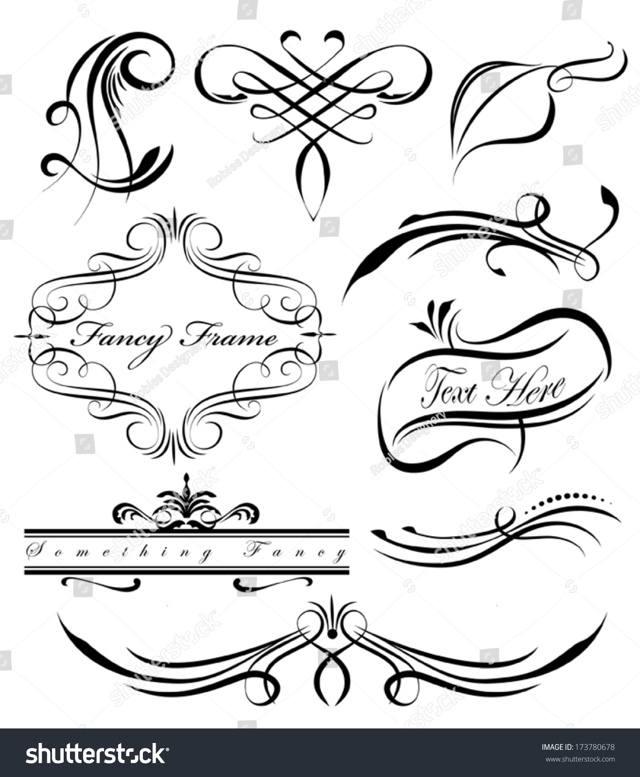 Fancy Scrolls Borders Stock Vector 173780678 - Shutterstock
