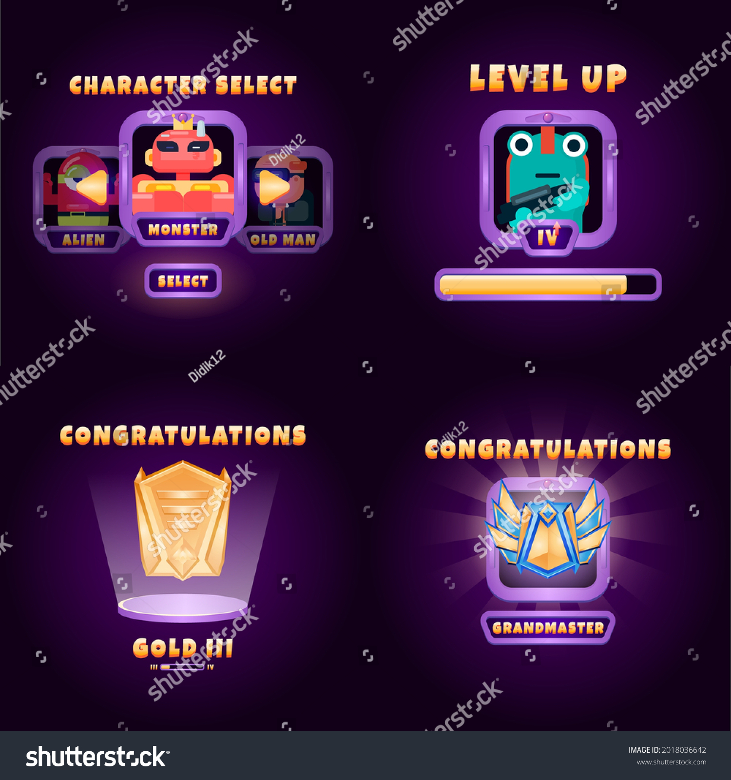 Fantasy Game Ui Screen Interface Kit Stock Vector (Royalty Free ...