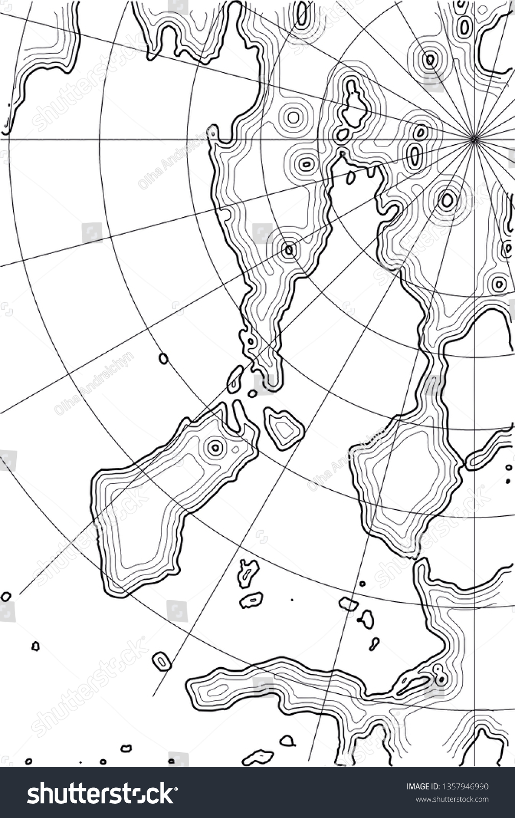Vektor Stok Fantasy Map Drawings (Tanpa Royalti) 1357946990 | Shutterstock