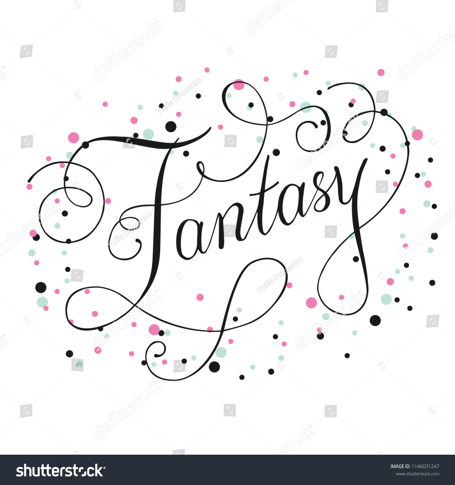 Fantasy Text Calligraphy Flourish Elements Vector: vector de stock ...