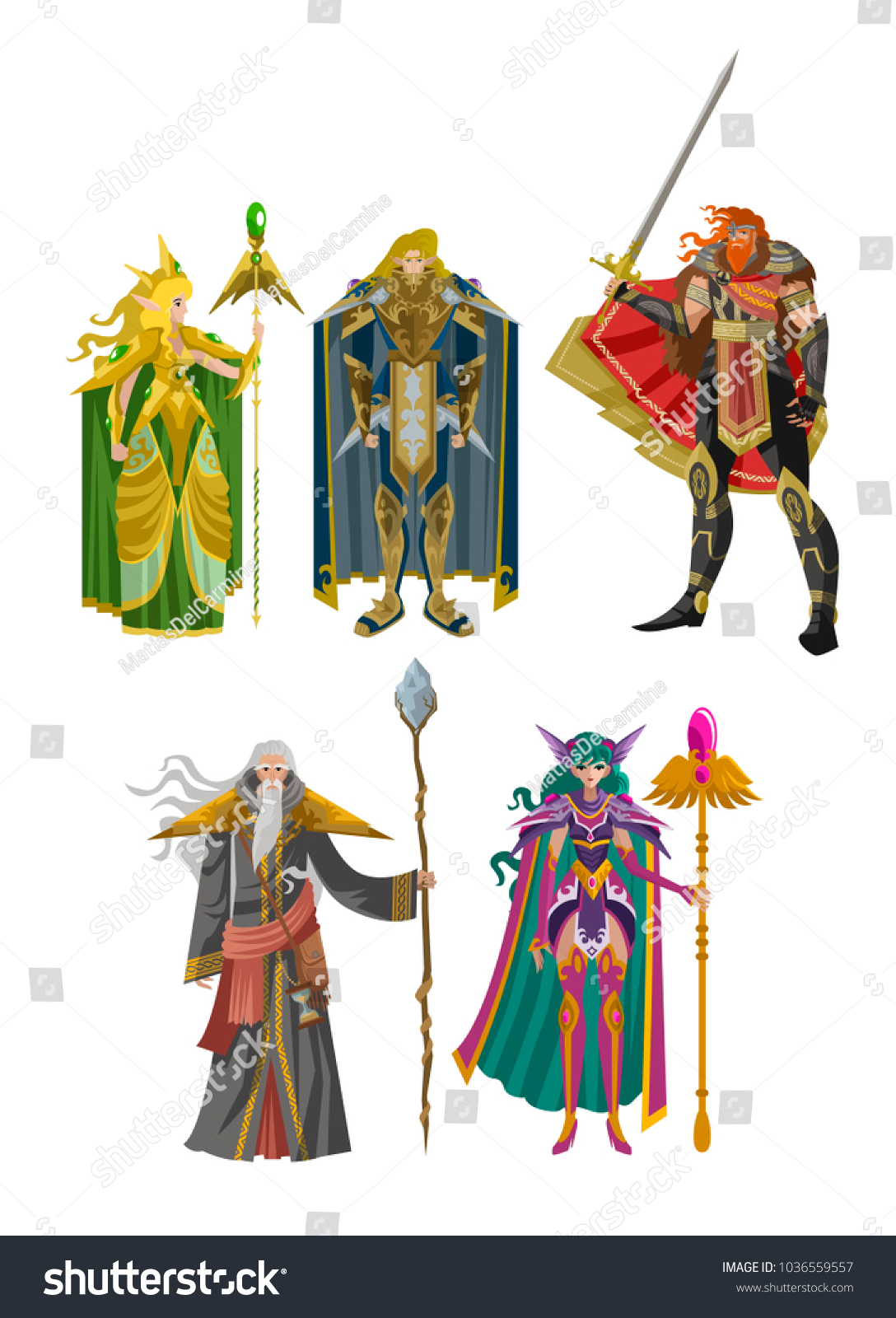 Fantasy Warrior Wizard Characters Stock Vector (Royalty Free ...