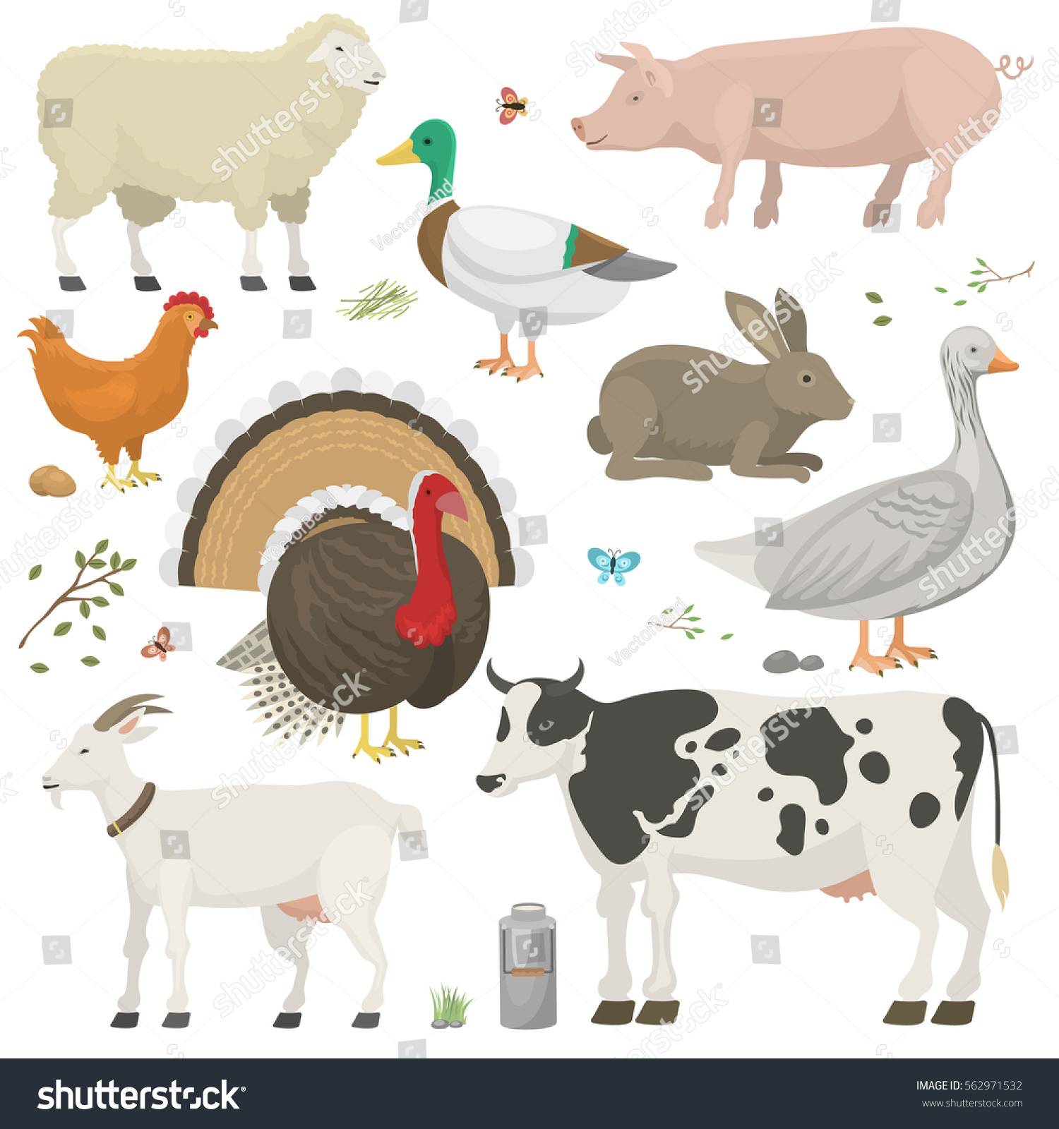 Farm Animals Set Vector Stock Vector (Royalty Free) 562971532 ...