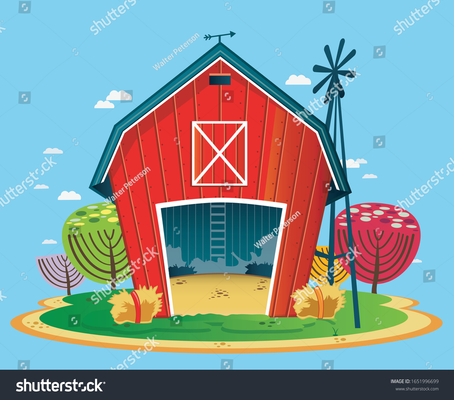 Farm Barn Cartoon Vector Cute: เวกเตอร์สต็อก (ปลอดค่าลิขสิทธิ์ ...