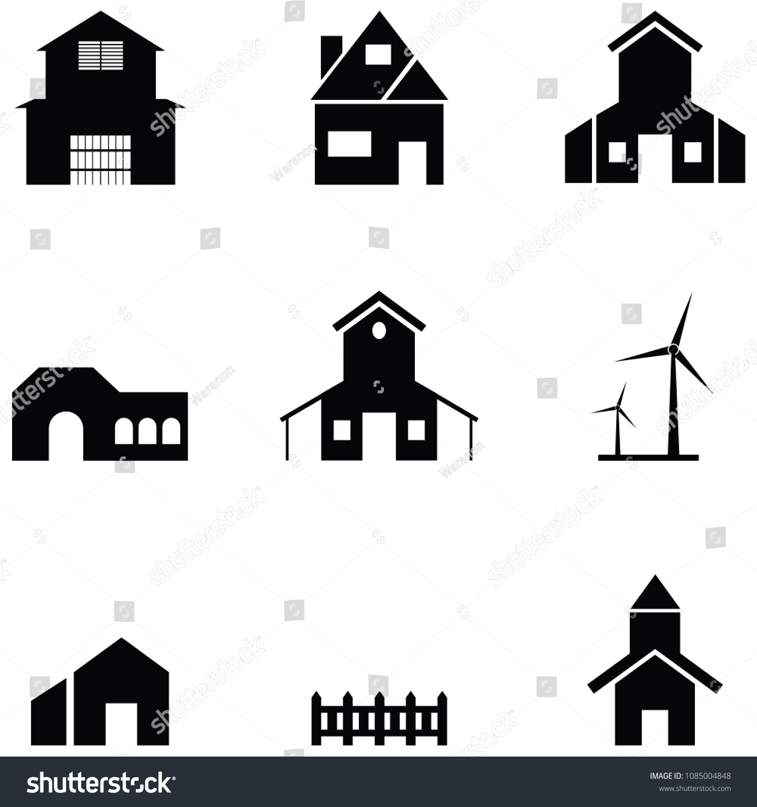 Farm Building Icon Set Stock Vector (Royalty Free) 1085004848 ...