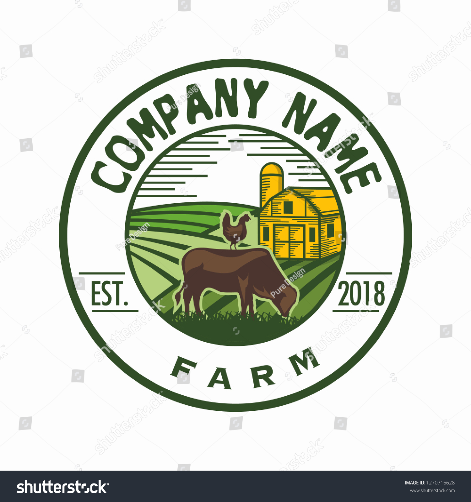 Farm Emblem Logo Rustic Vector Retro: เวกเตอร์สต็อก (ปลอดค่าลิขสิทธิ์ ...