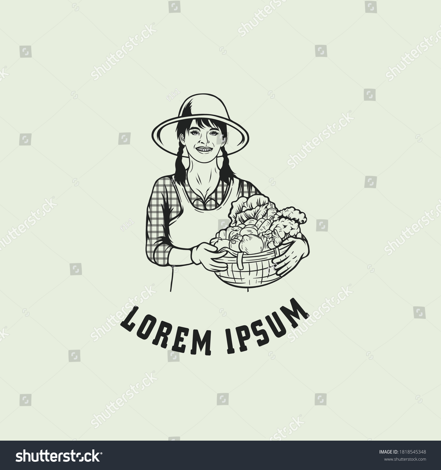 Farm Fresh Engraving Logo Vector Stock Vector (Royalty Free) 1818545348 ...