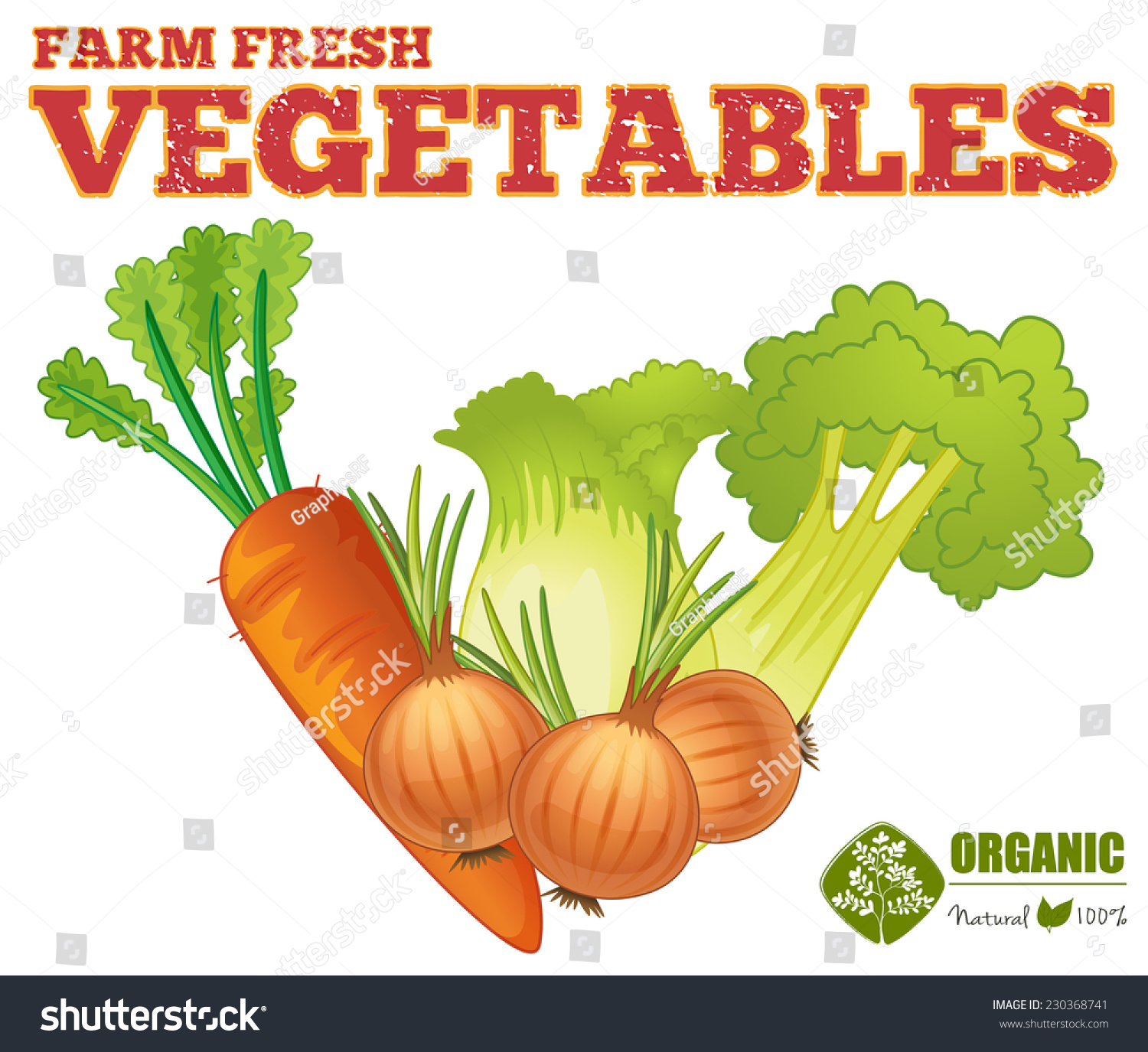 Farm Fresh Vegetables Text Stock Vector (Royalty Free) 230368741