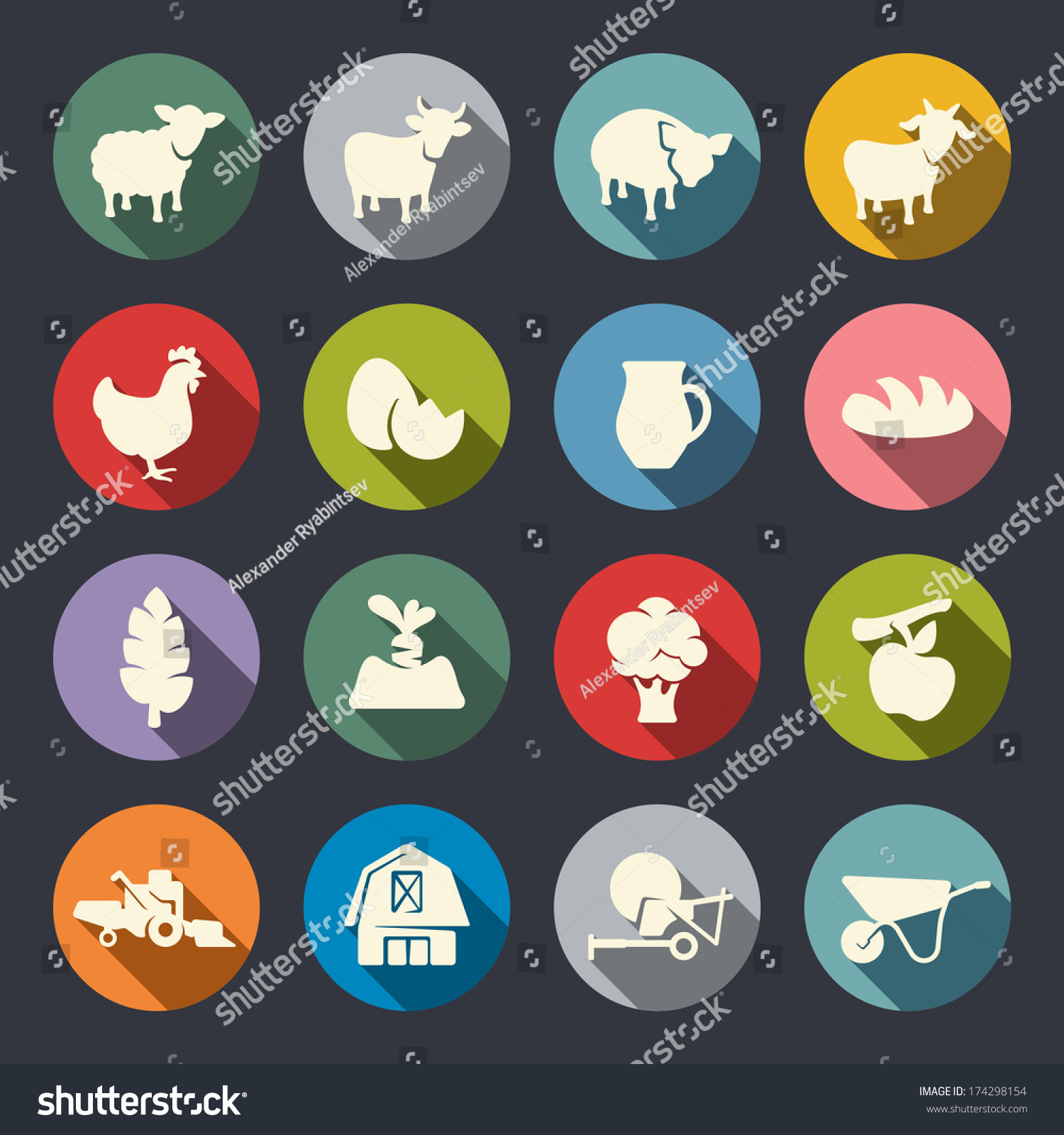 Farm Icon Set Stock Vector (Royalty Free) 174298154 | Shutterstock