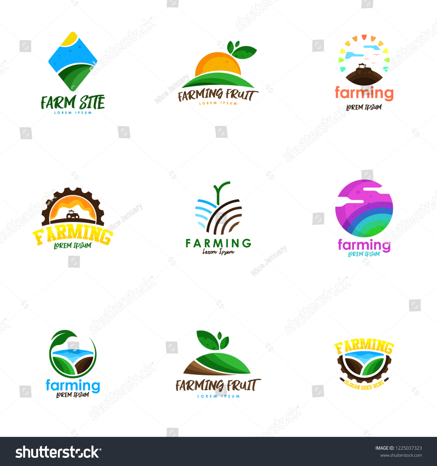 Farm Logo Set Stock Vector (Royalty Free) 1225037323 | Shutterstock