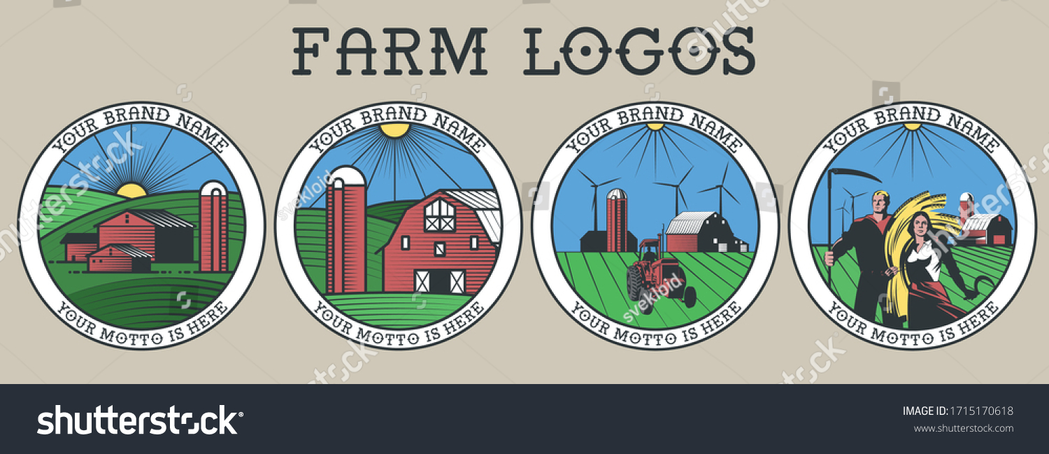 Farm Logo Templates Barn Farmers Tractor Stock Vector (Royalty Free ...