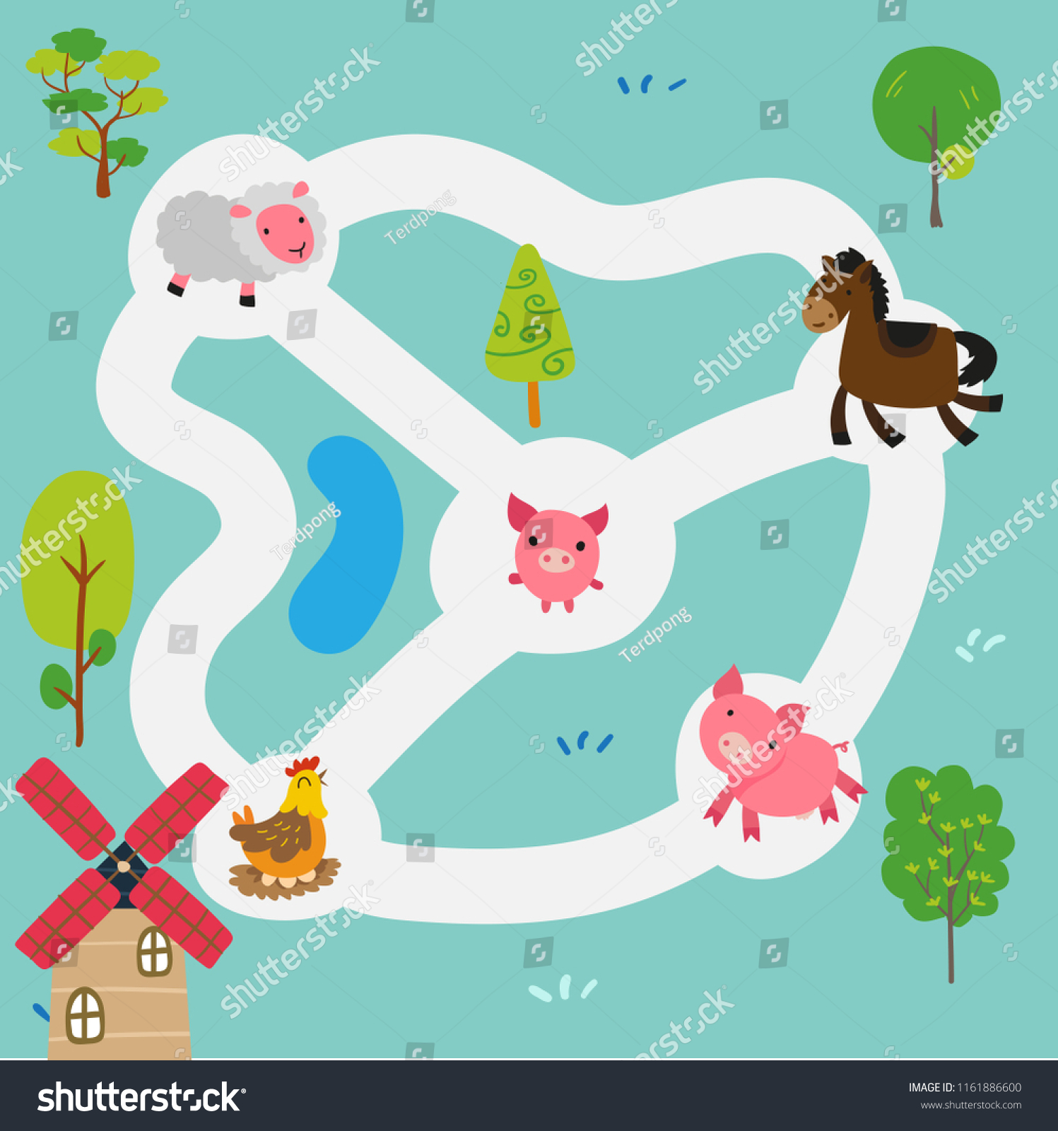 Farm Maze Game Vector Design Stock Vector (Royalty Free) 1161886600