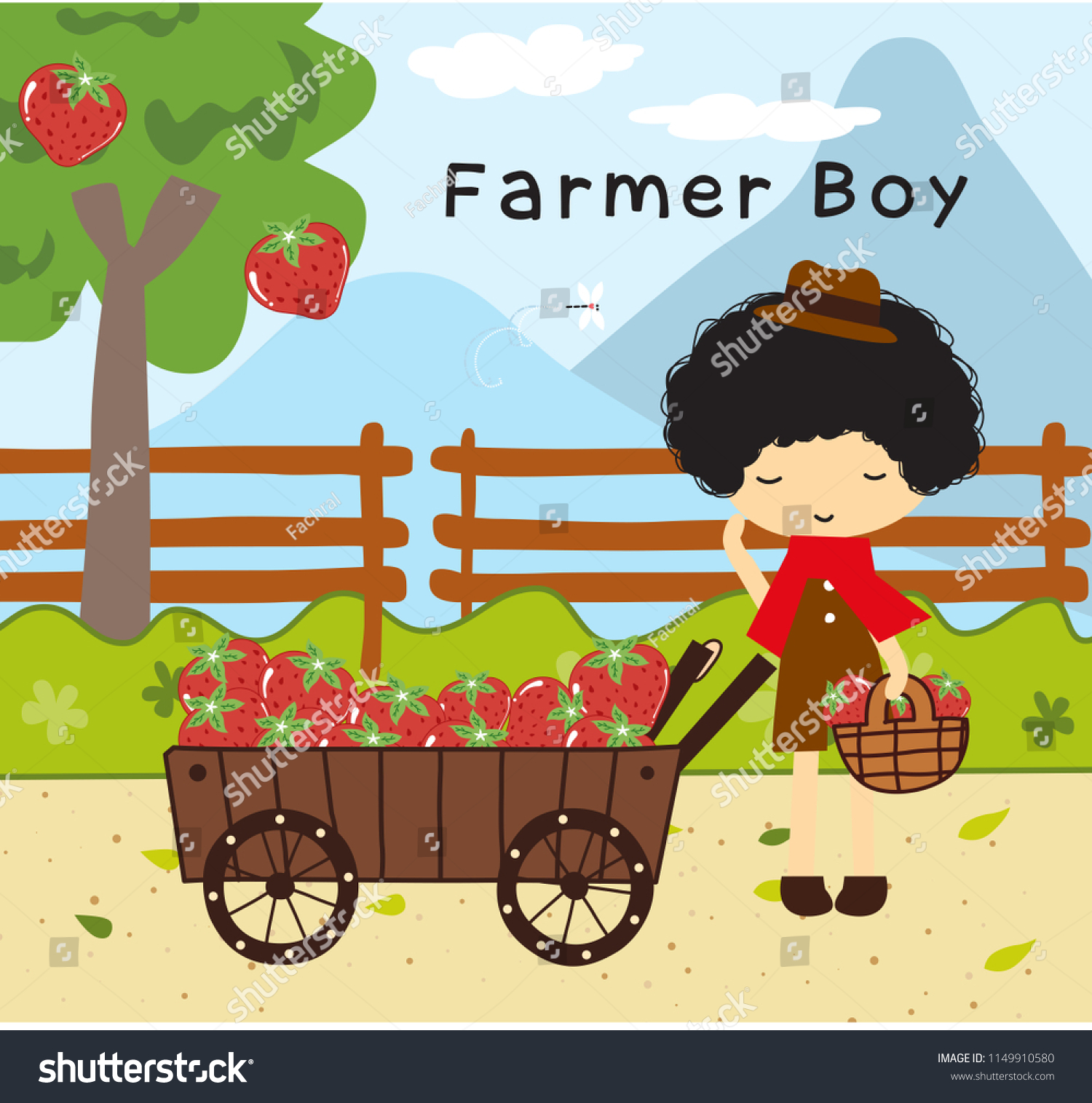 Farmer Boy Cartoon Vector Stock Vector (Royalty Free) 1149910580 ...