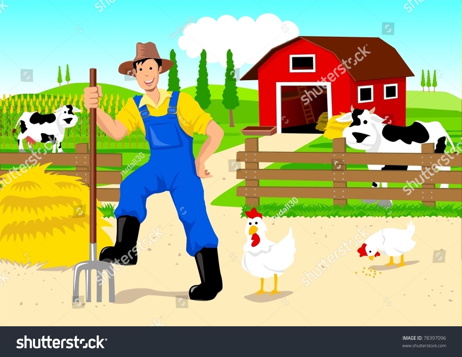 Farmer In Cartoon Stock Vector Illustration 78397096 : Shutterstock