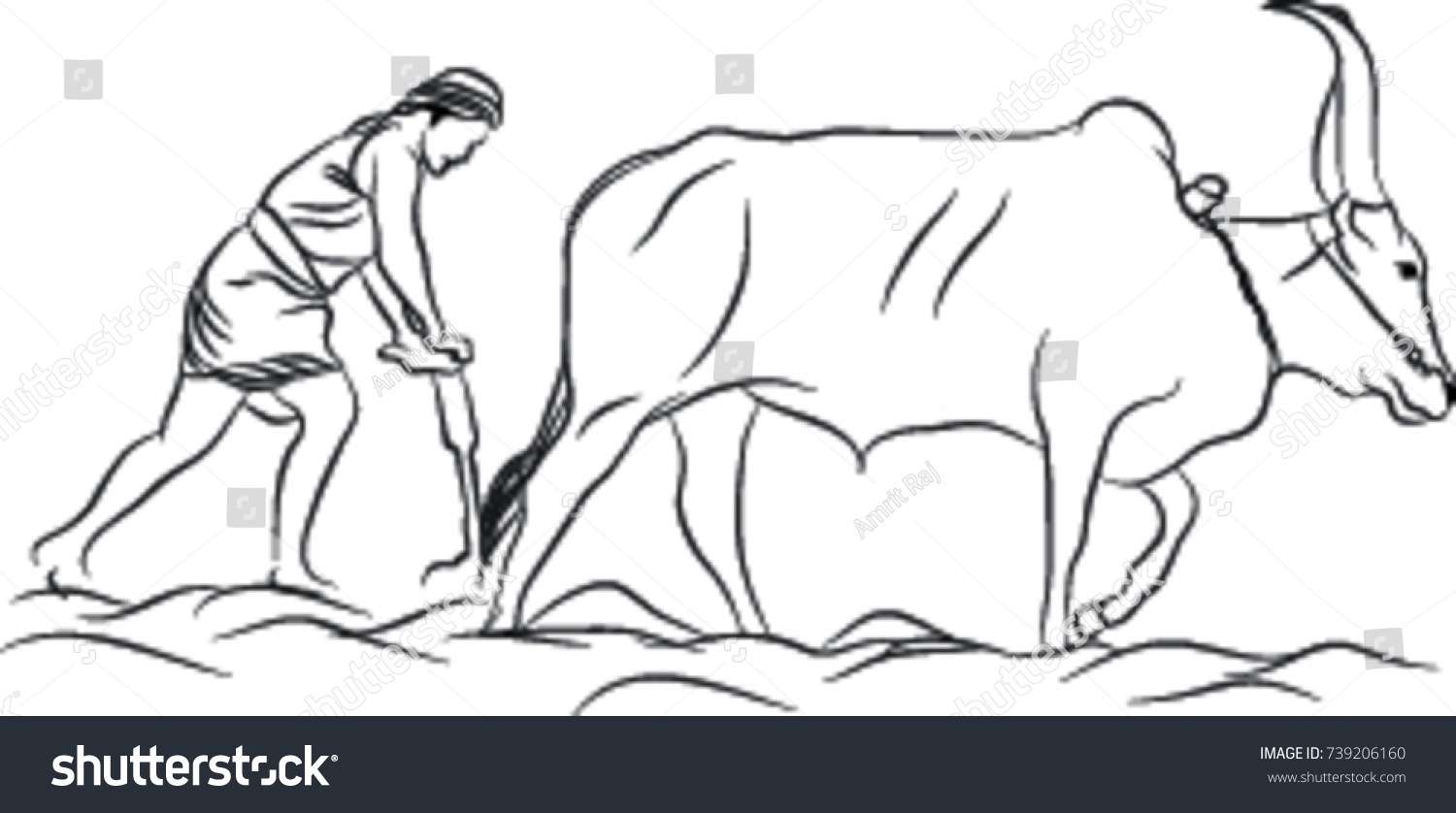 Farmer Line Art Stock Vector (Royalty Free) 739206160 | Shutterstock