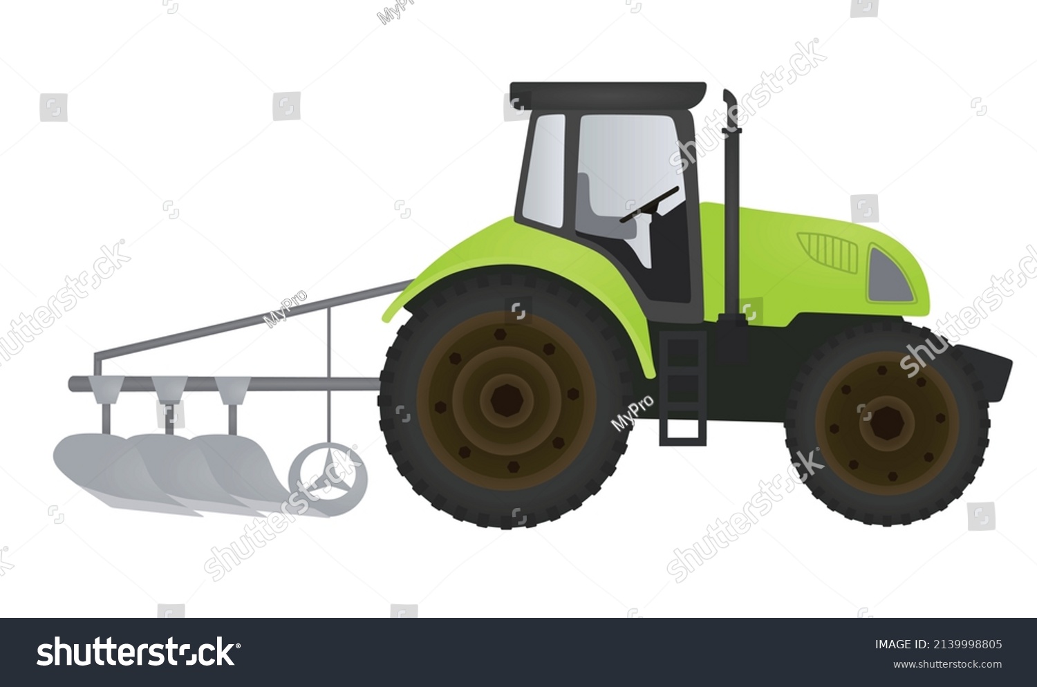 Farmer Tractor Plowing Vector Illustration Stock Vector (Royalty Free ...