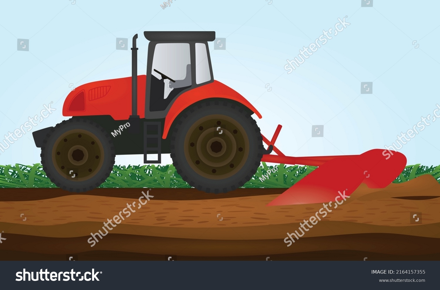 Farmer Tractor Plowing Vector Illustration Stock Vector (Royalty Free ...