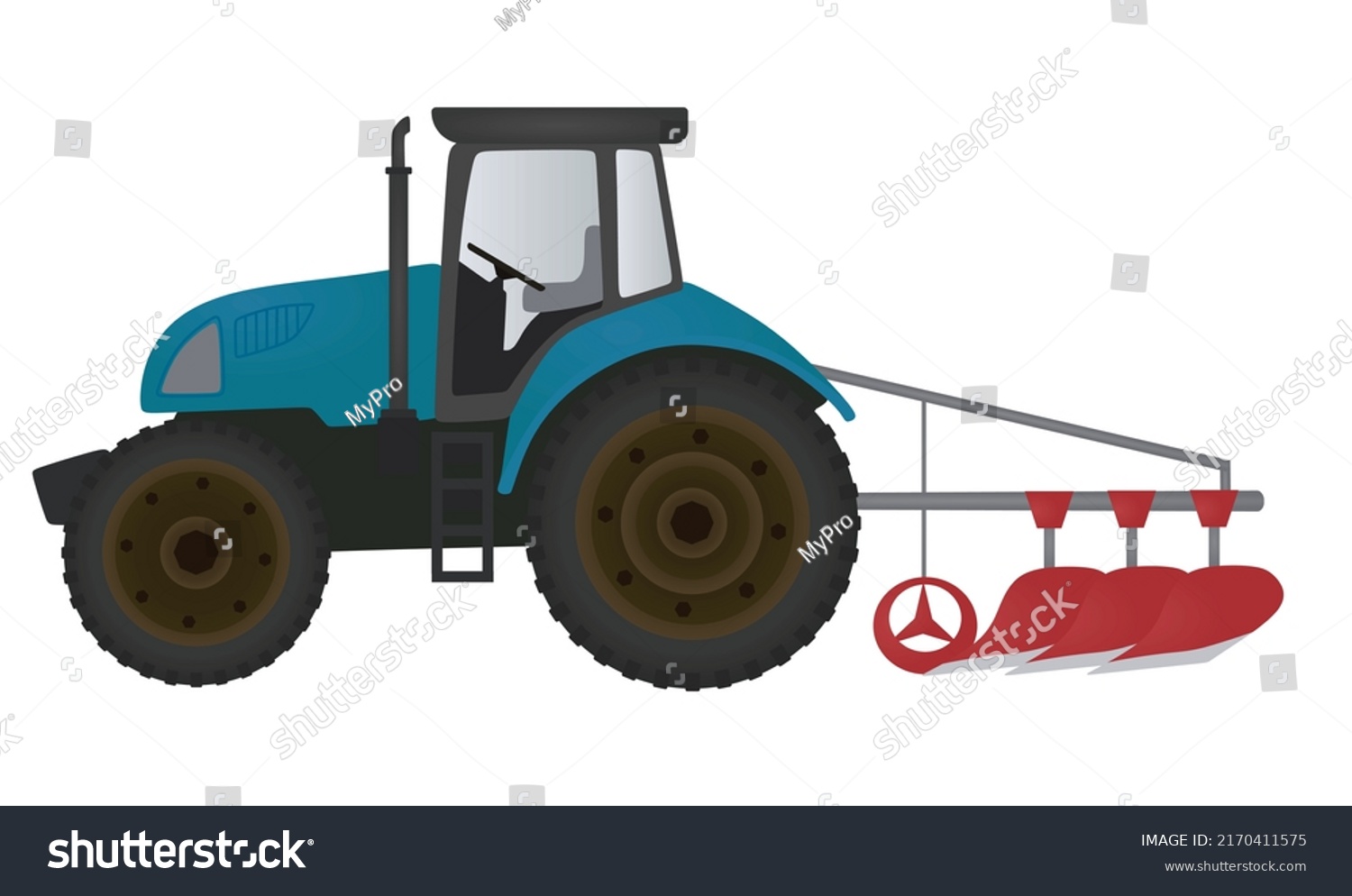 Farmer Tractor Plowing Vector Illustration Stock Vector (Royalty Free ...