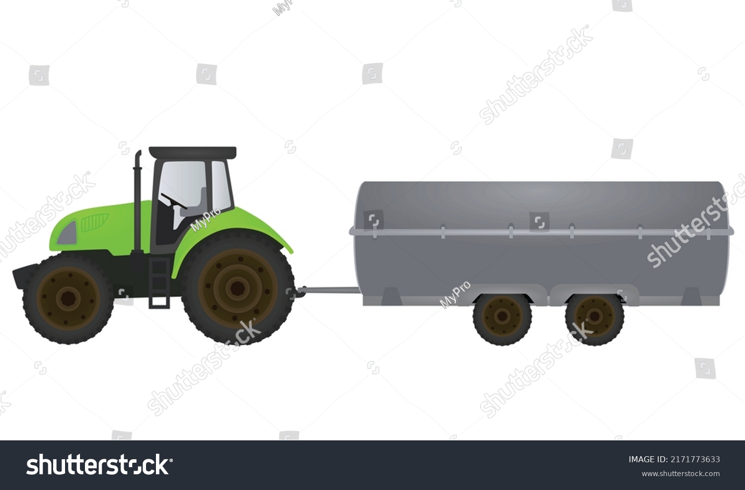 Farmer Tractor Tank Trailer Vector Stock Vector (Royalty Free ...