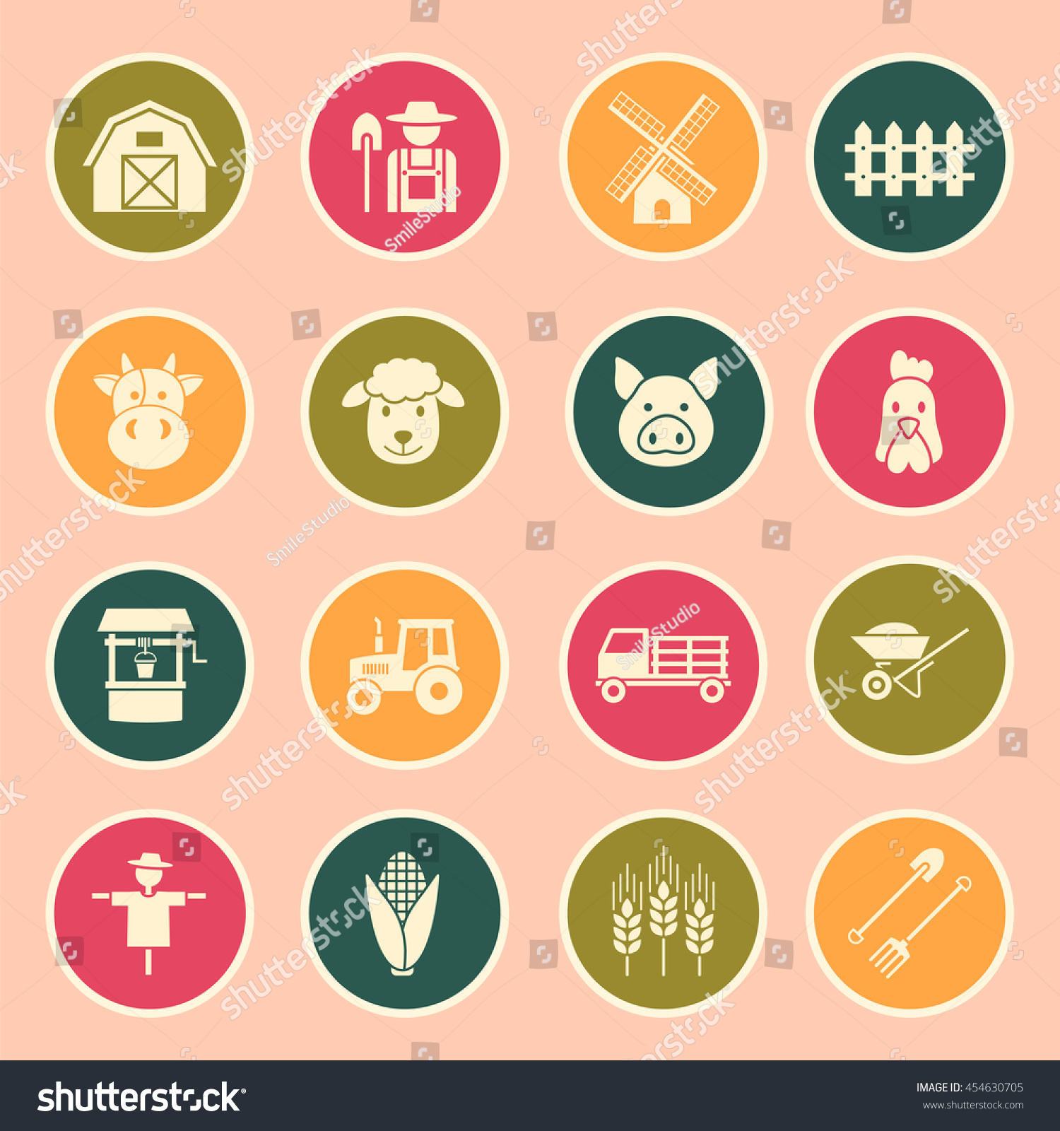 Farming Icons Stock Vector (Royalty Free) 454630705