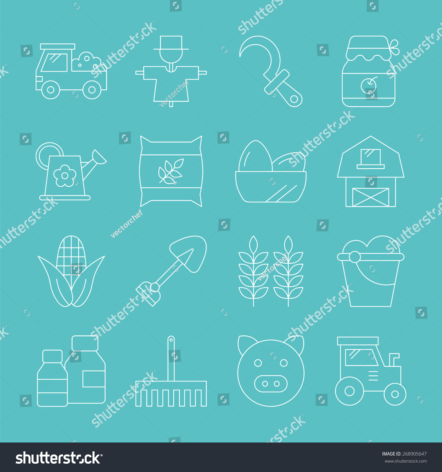 Farming Line Icon Set Stock Vector (Royalty Free) 268905647 | Shutterstock
