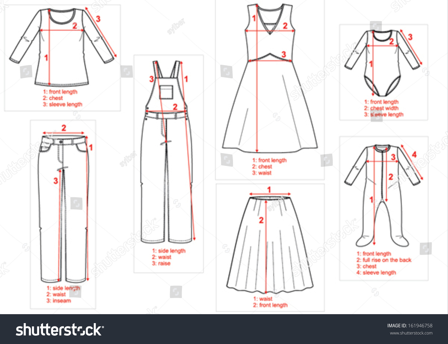 Fashion Basic Collection Vector Technical Drawing Stock Vector (Royalty ...
