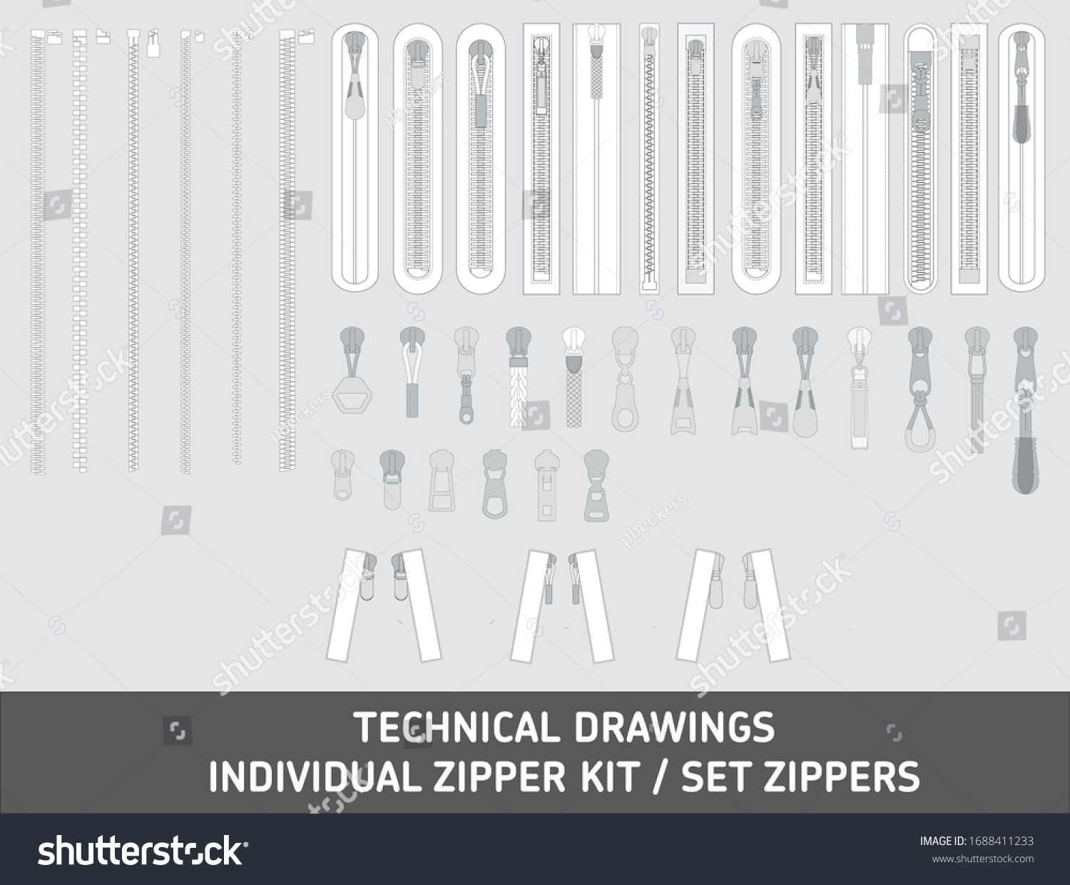 패션 요소:기본 Zipper Vector 일러스트레이션 기술 스톡 벡터(로열티 프리) 1688411233 | Shutterstock