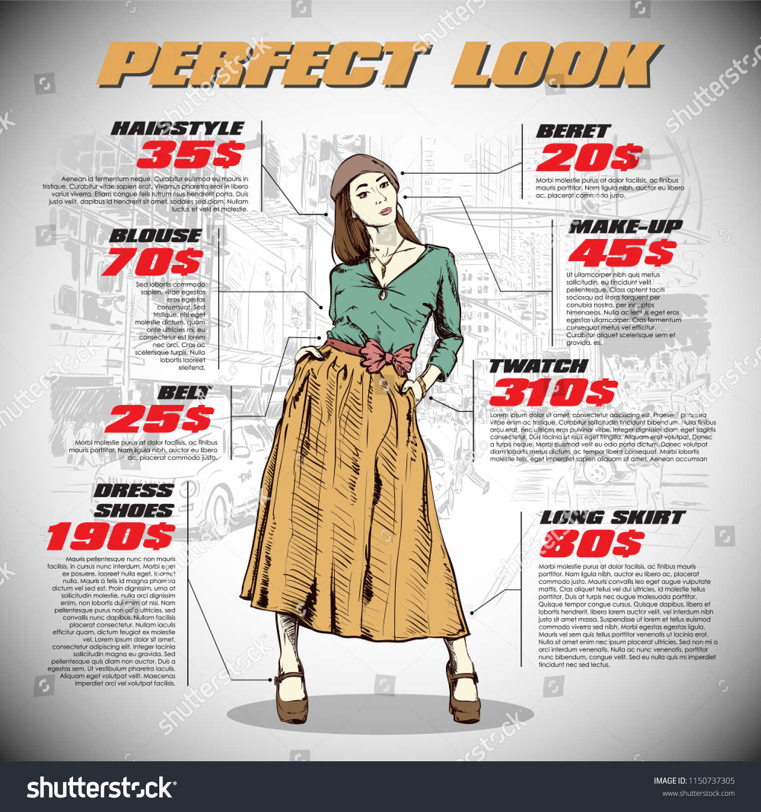 Fashion Infographic Model Text Vector Collection Stock Vector (Royalty ...