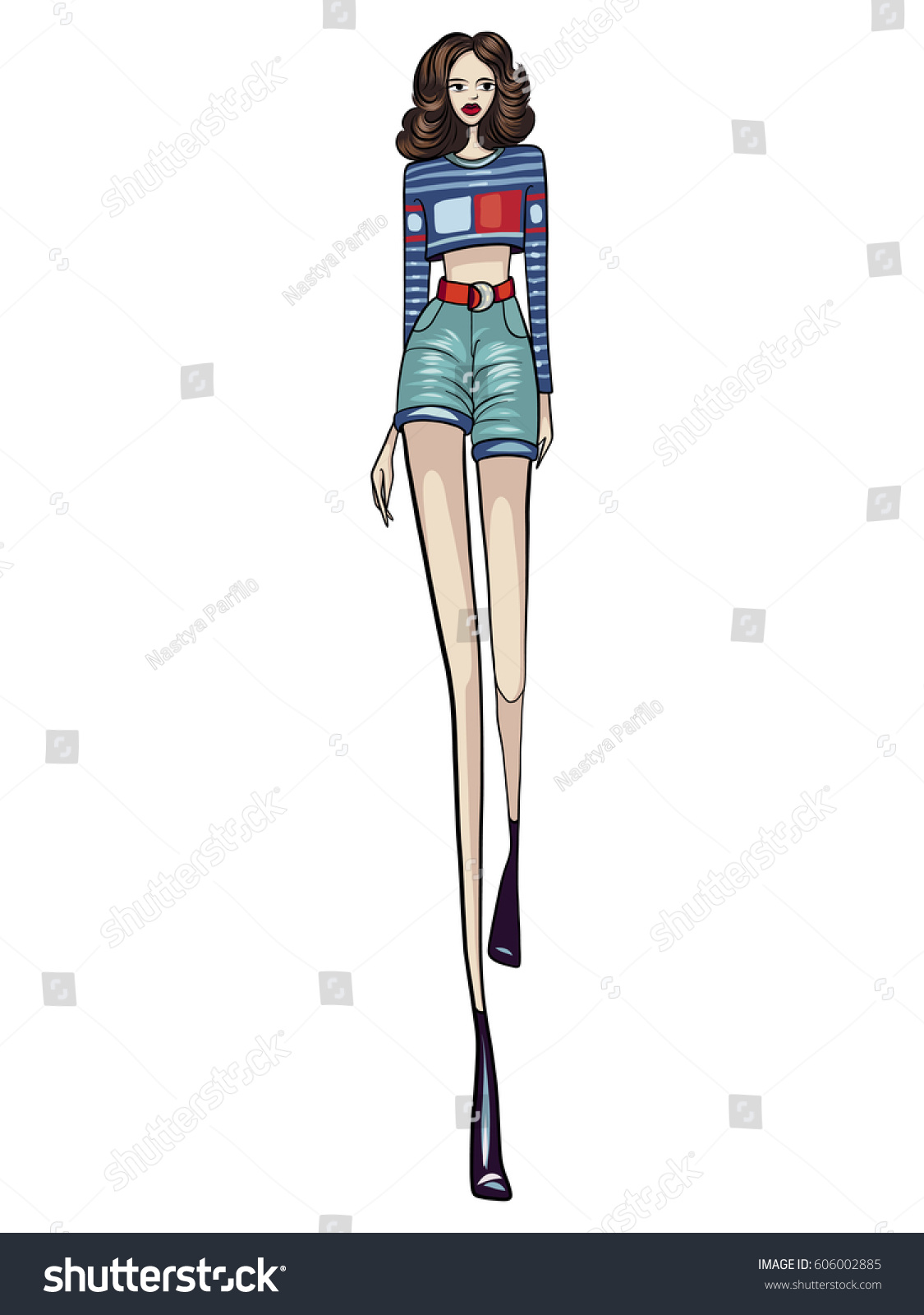 Fashion Model Vector Illustration Stock Vector (Royalty Free) 606002885 ...