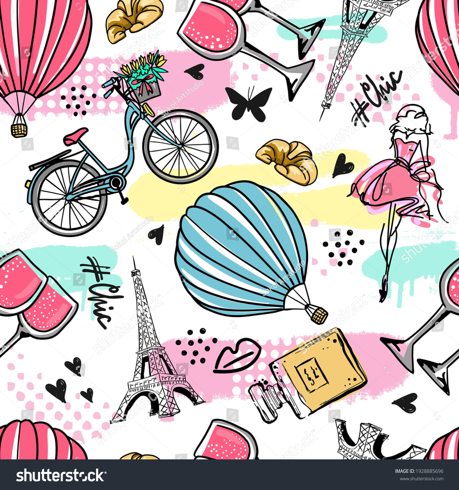Fashion Seamless Paris Pattern Pattern Hand Stock Vector (Royalty Free ... Fashion Seamless Paris Pattern Pattern Hand Stock Vector (Royalty Free ...
