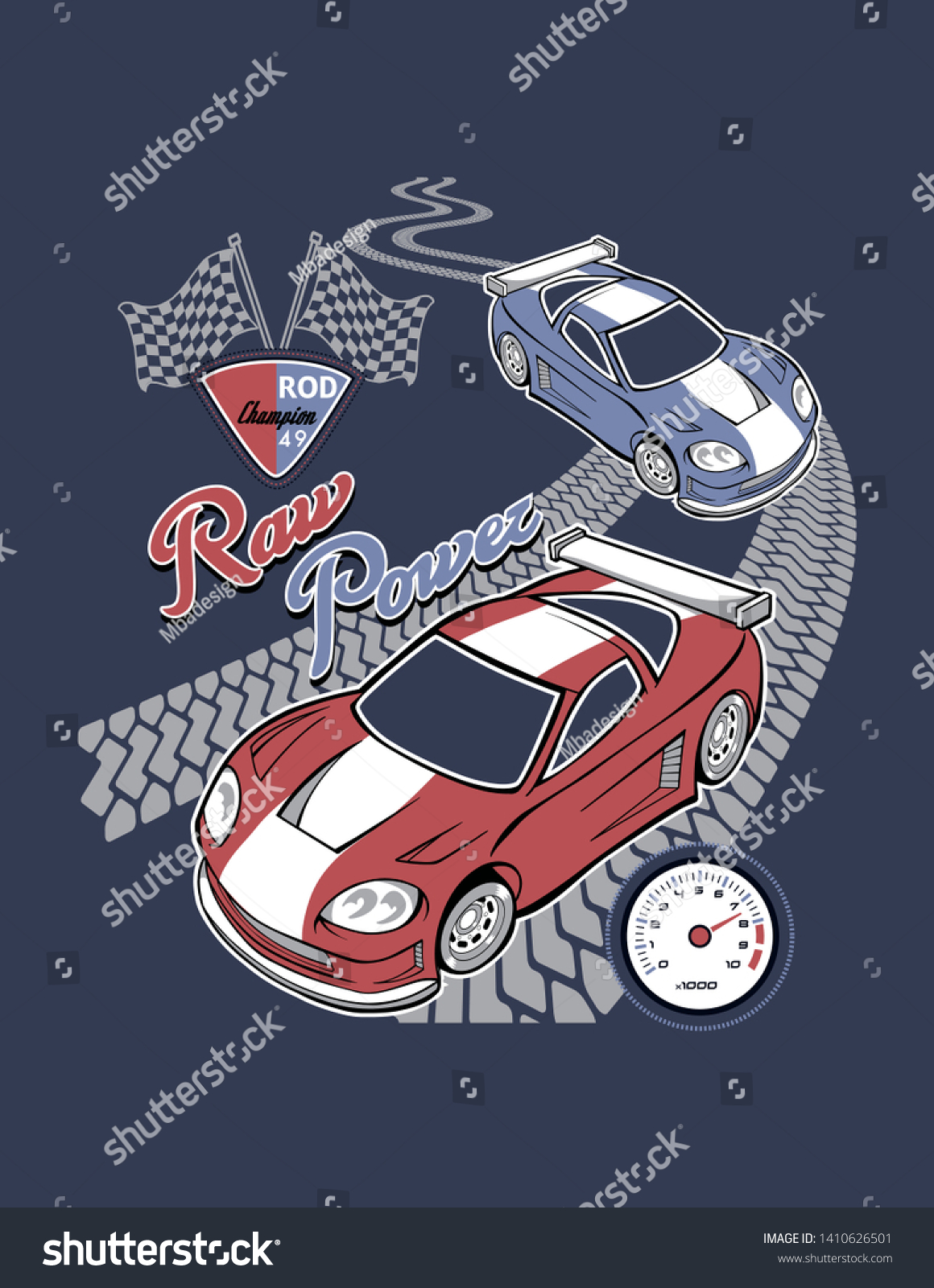 Fast Car Racing Design Print Vector Stok Vektör (Telifsiz) 1410626501 ...