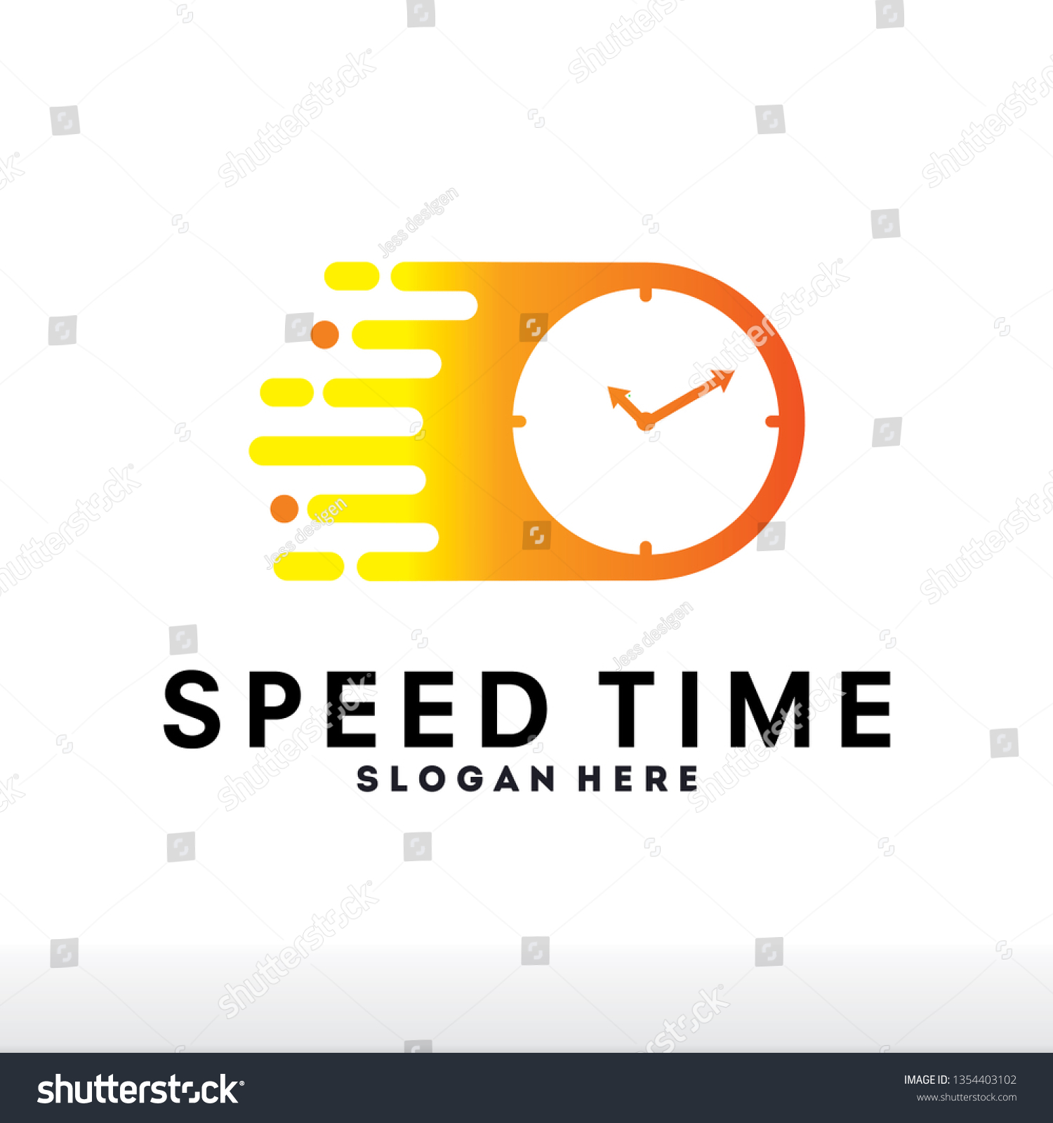 Fast Clock Logo Design On White Stock Vector (Royalty Free) 1354403102