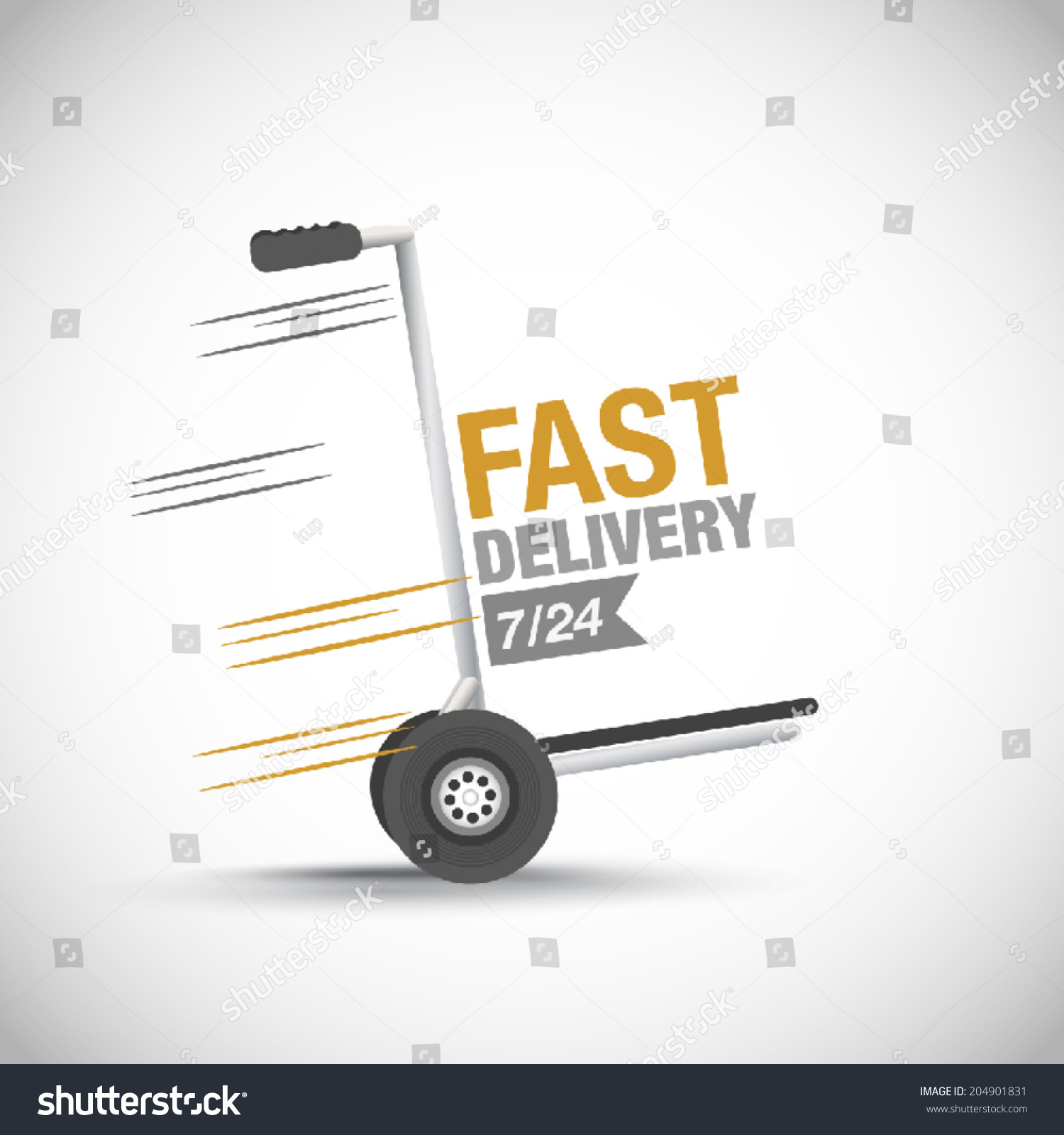 Fast Delivery Hand Truck Vector Stock Vector (Royalty Free) 204901831