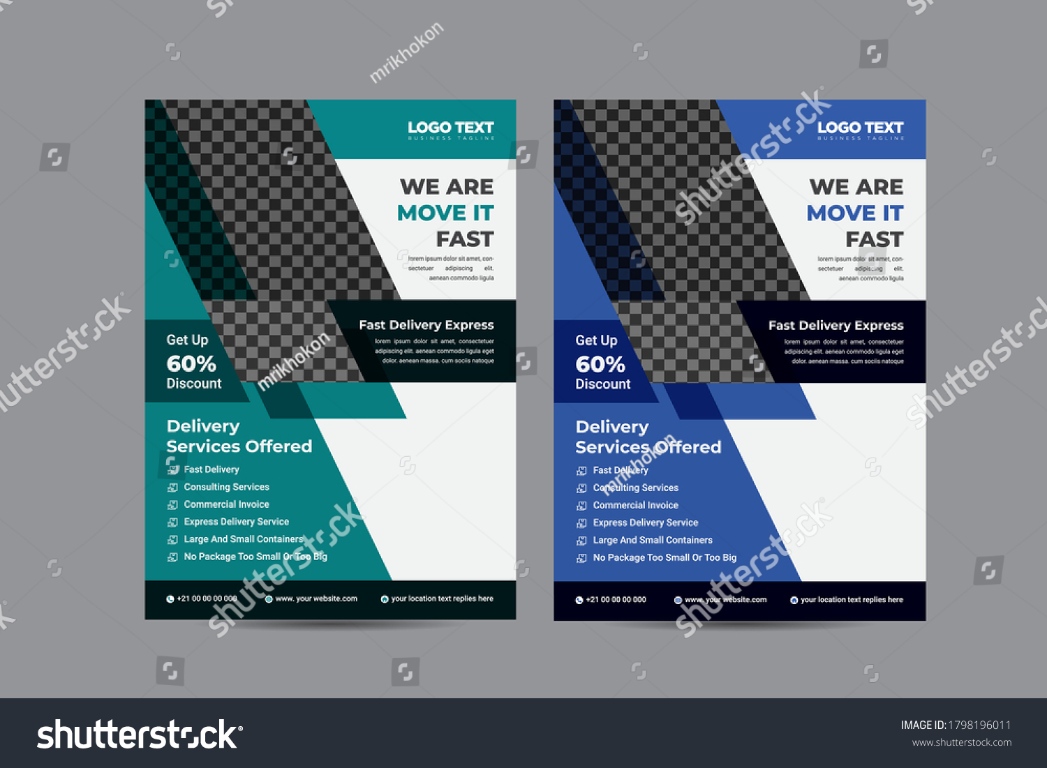 Fast Delivery Service Flyer Design Template: เวกเตอร์สต็อก (ปลอดค่า ...